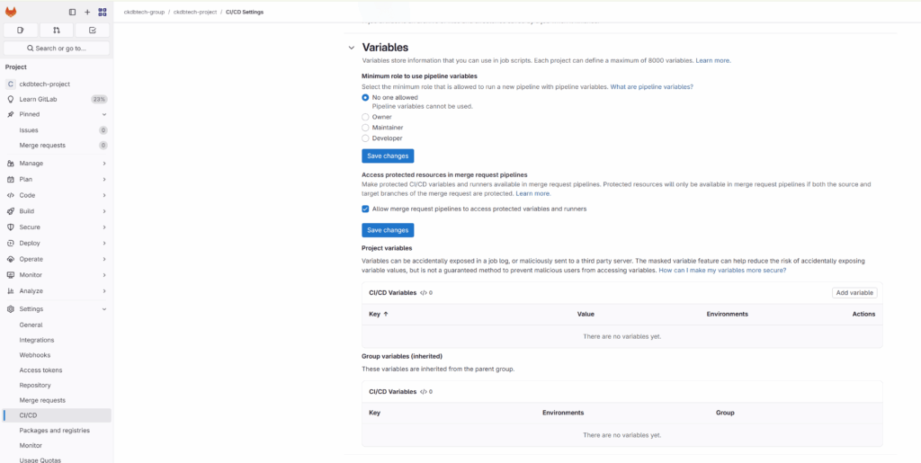 GitLab CI/CD - Variables - ckdbtech