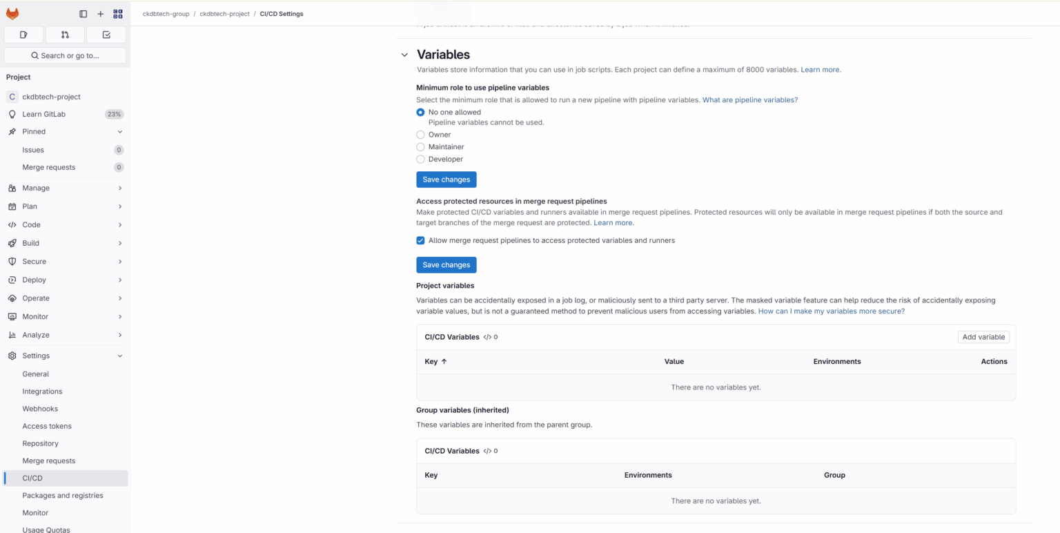 GitLab CI/CD - Variables - ckdbtech